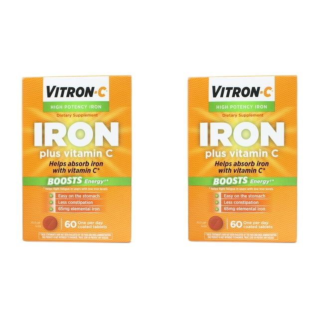 Vitron-C High Potency Iron Supplement with Vitamin for Adults, 60 ...
