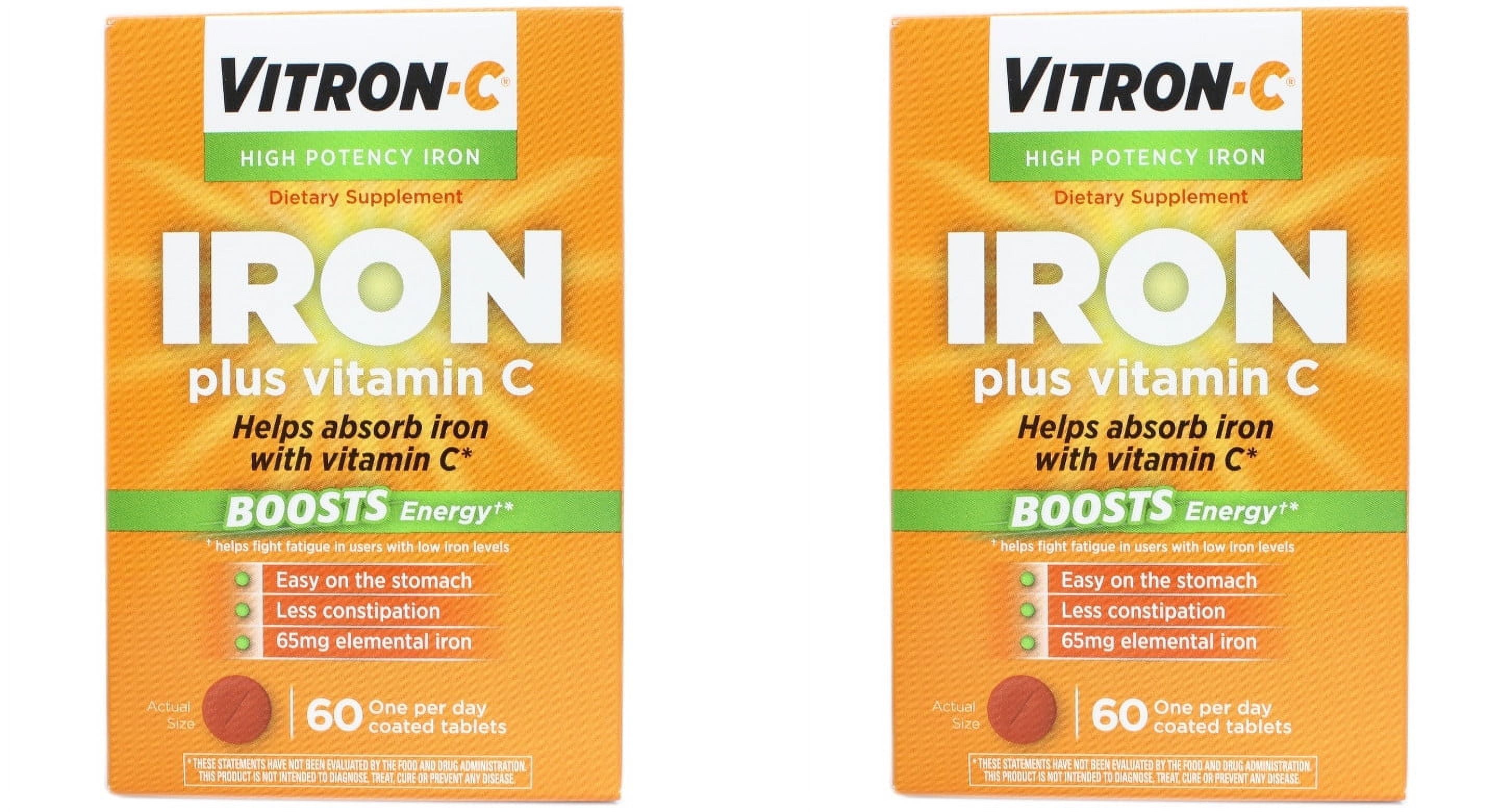 Vitron-C High Potency Iron Supplement with Vitamin for Adults, 60 ...