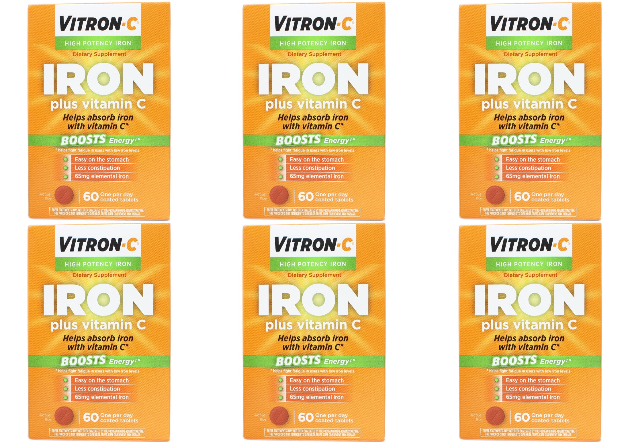 Vitron - C High Potency Iron Supplement Tablets - 60 Ea, 6 Pack ...