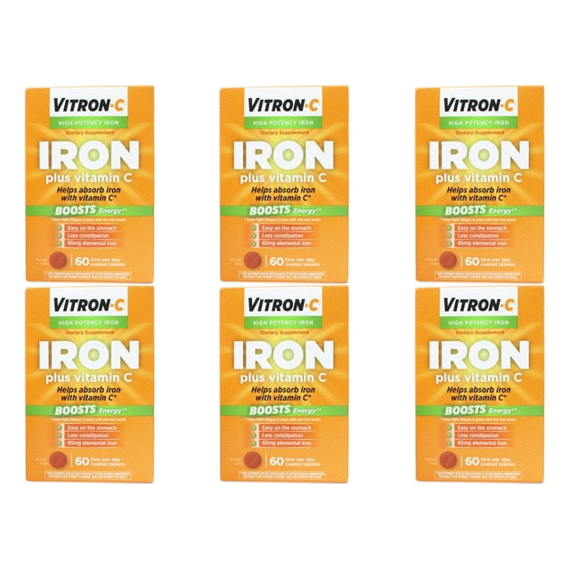 Vitron - C High Potency Iron Supplement Tablets - 60 Ea, 6 Pack ...