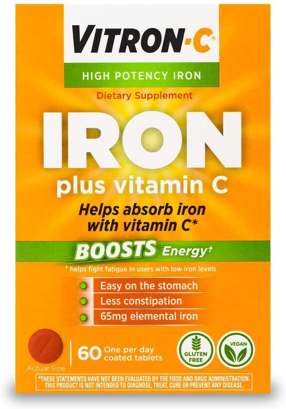 Vitron-C High Potency Iron Supplement with Vitamin C, Easy on Stomach ...