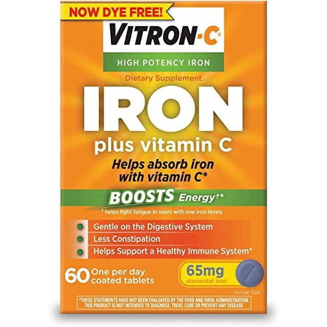 Vitron-C High Potency Iron Supplement with Vitamin C, Pack of 5 (60 ...