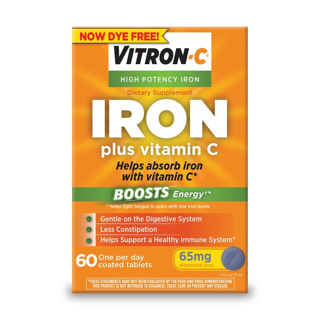 Vitron-C Vegan Iron Plus Vitamin C, Twin Pack, High Potency Iron ...