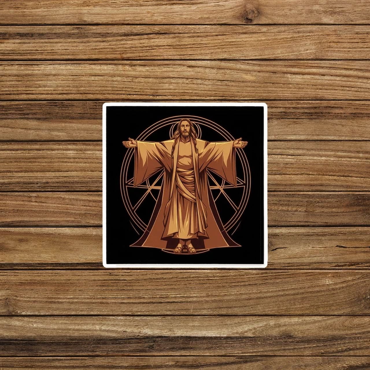 Vitruvian Man Jesus Sticker - Da Vinci Inspired Christian Art ...
