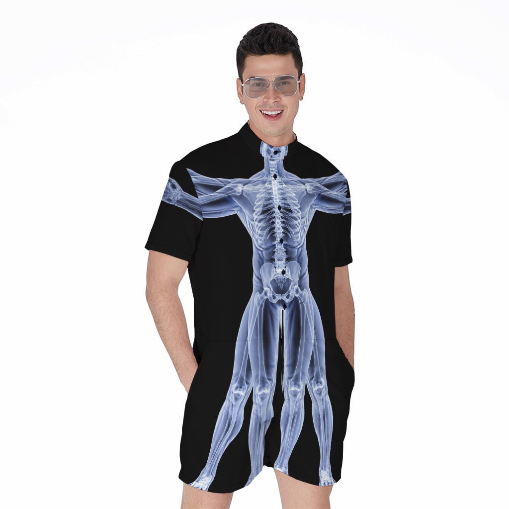 Vitruvian Man X-Ray Short Sleeve Men'S Rompers Casual Summer Jumpsuits ...