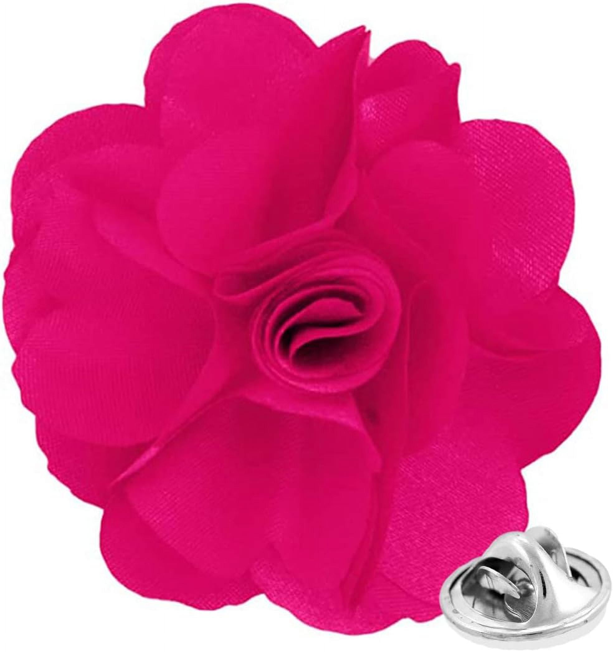 Vittorio Vico Formal Solid Flower Hot Pink Lapel Pin, Stainless Steel ...