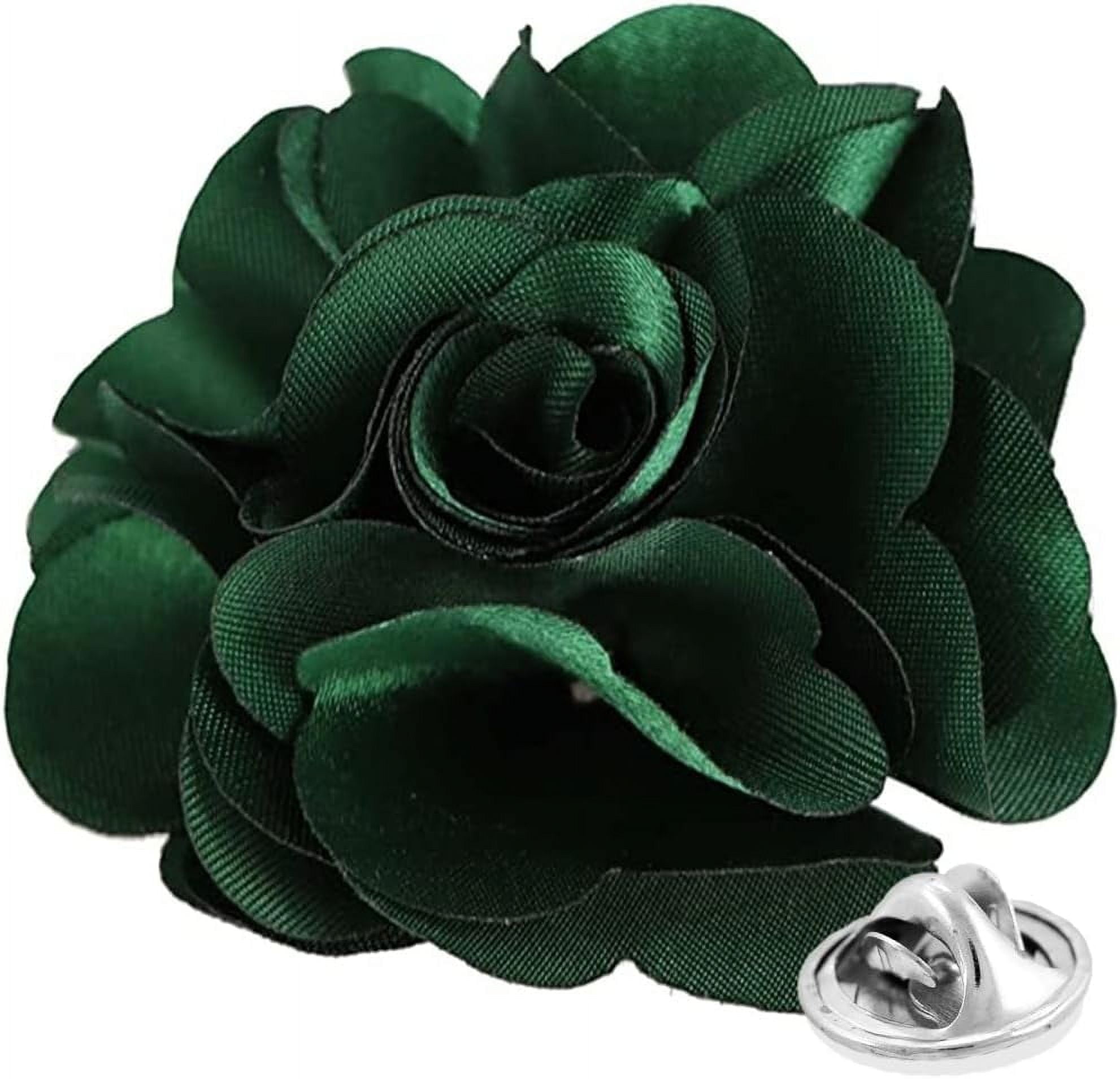 Vittorio Vico Formal Solid Flower Hunter Green Lapel Pin, Stainless ...