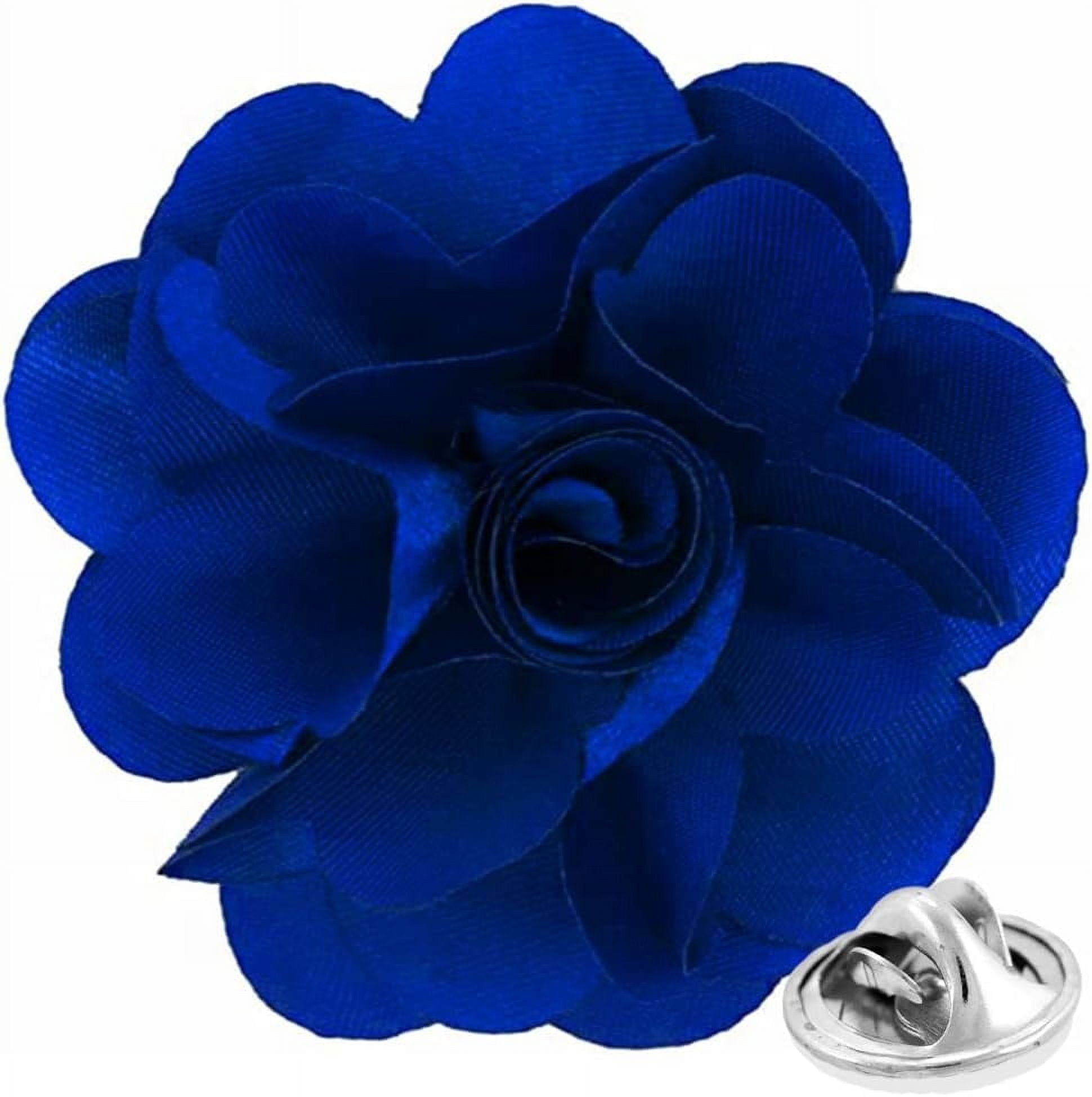 Vittorio Vico Formal Solid Flower Royal Blue Lapel Pin, Stainless Steel ...