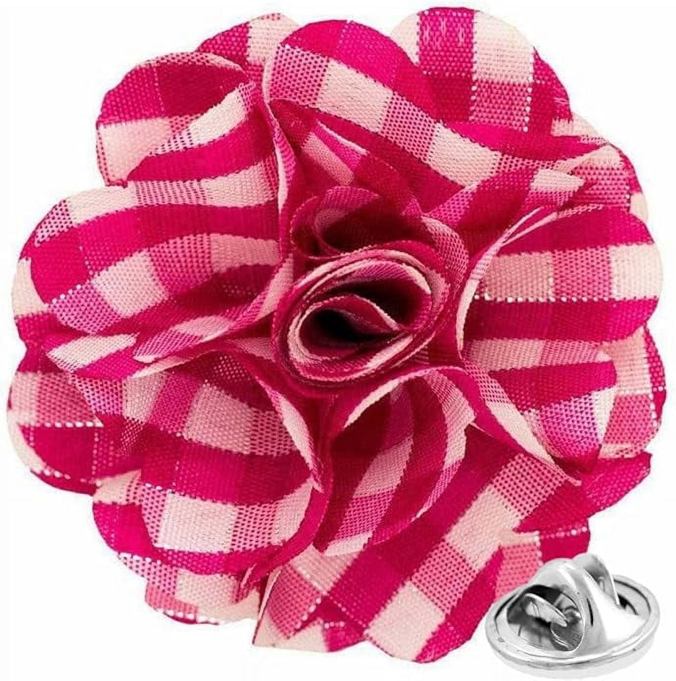 Vittorio Vico Men's Formal Metallic Silver Accent Plaid Flower Lapel ...