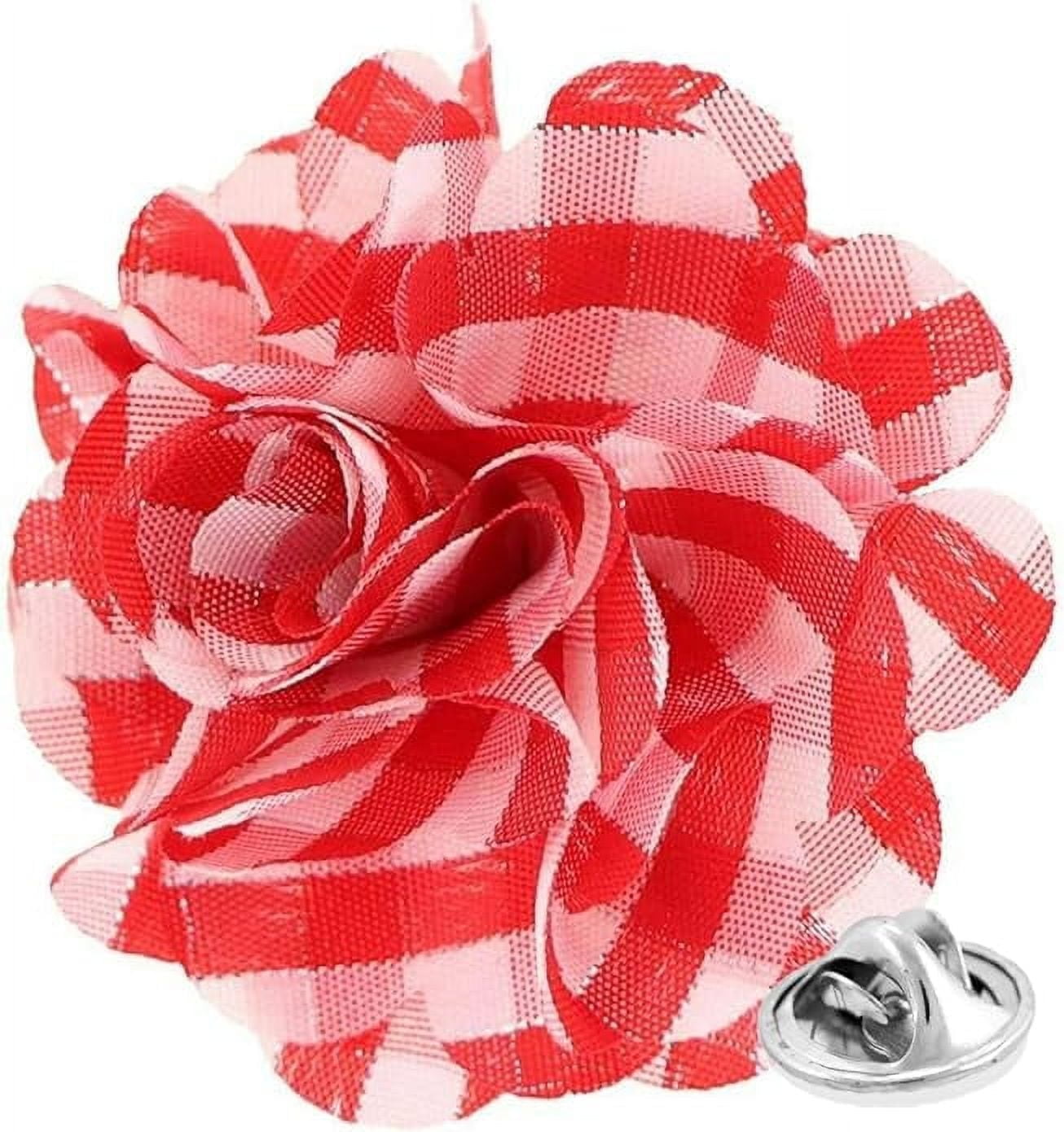 Vittorio Vico Men's Formal Metallic Silver Accent Plaid Flower Lapel ...