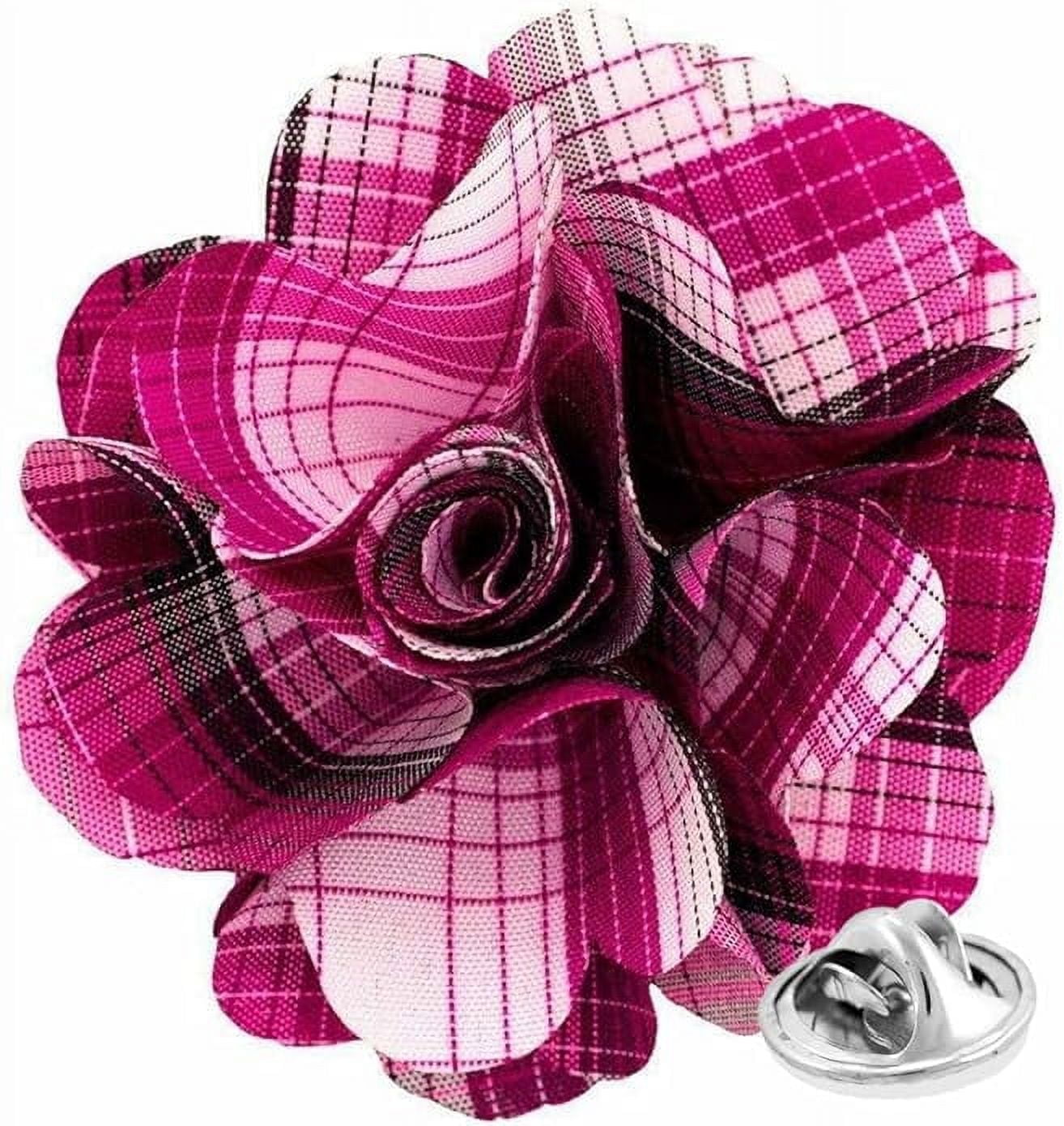Vittorio Vico Men's Formal Metallic Silver Accent Plaid Flower Lapel Pin: Flower Pin Suit ...