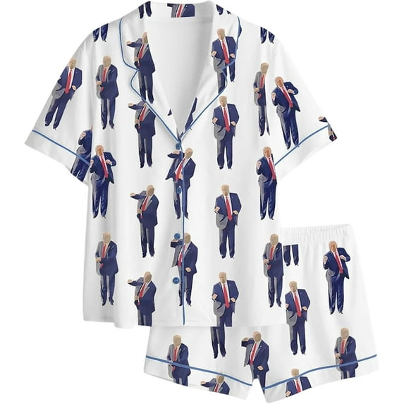 Viva America Satin Pajama Set, Luxurious Silky Sleepwear with Bold ...