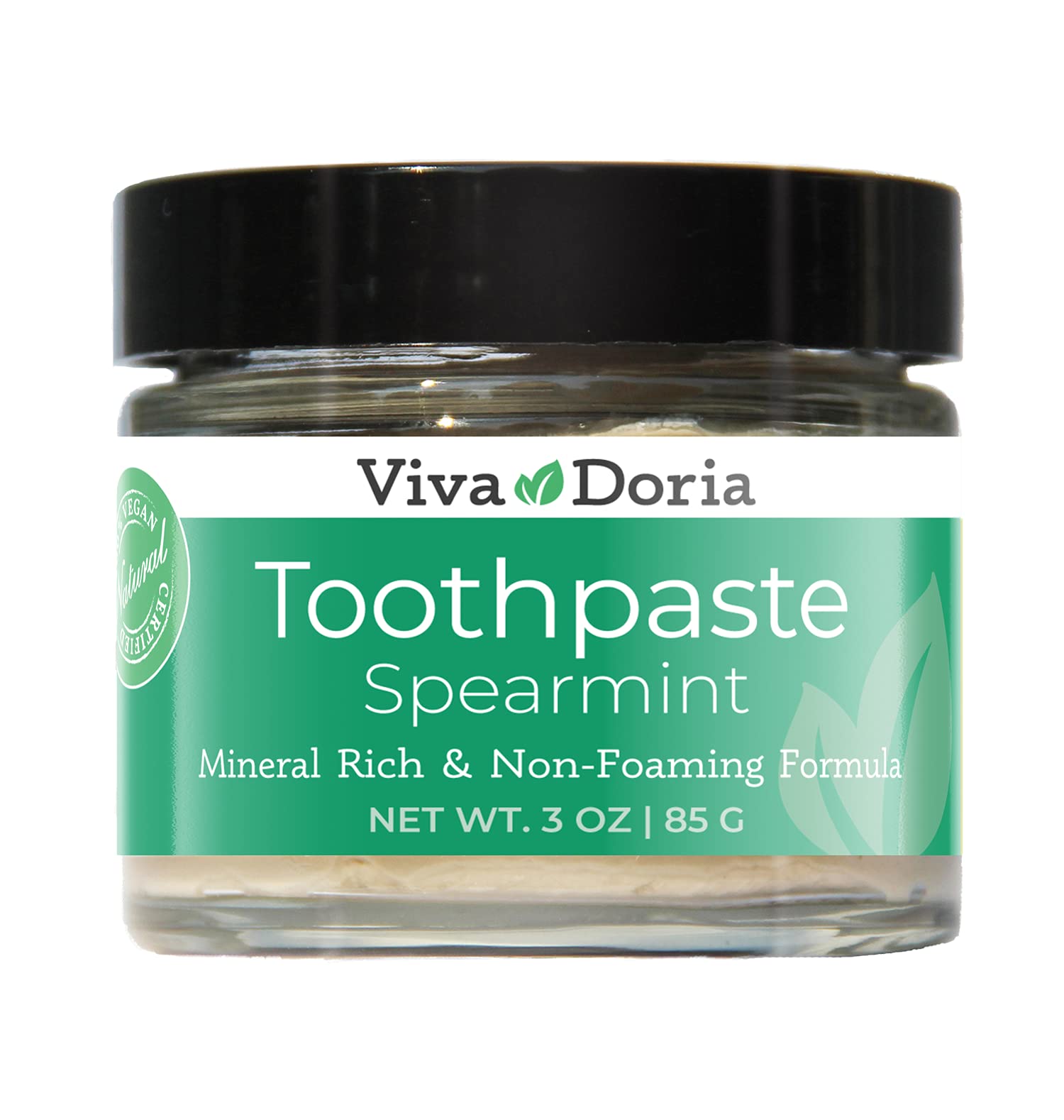 Viva Doria Fluoride Free STF9 Natural Mineralizing Toothpaste - Spearmint (3 oz Glass jar ...