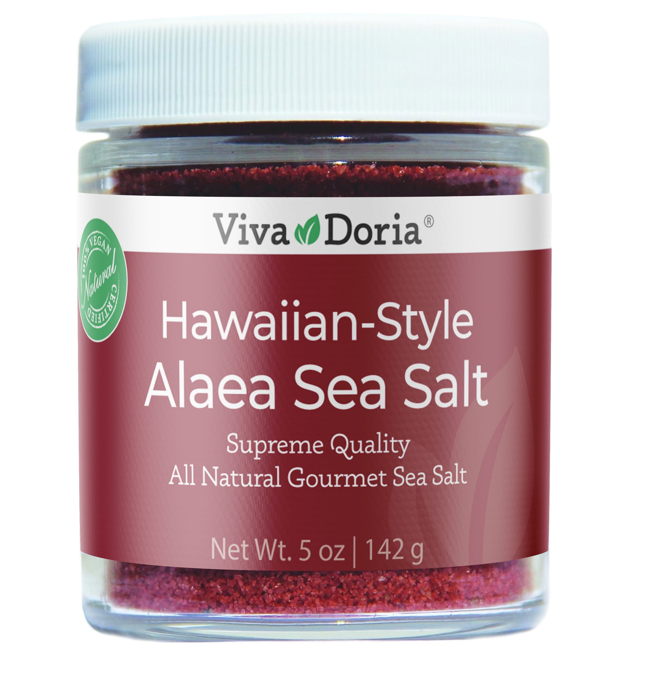 Viva Doria Hawaiian Red Alaea Sea Salt, Fine Grain, 5 oz Glass Jar ...