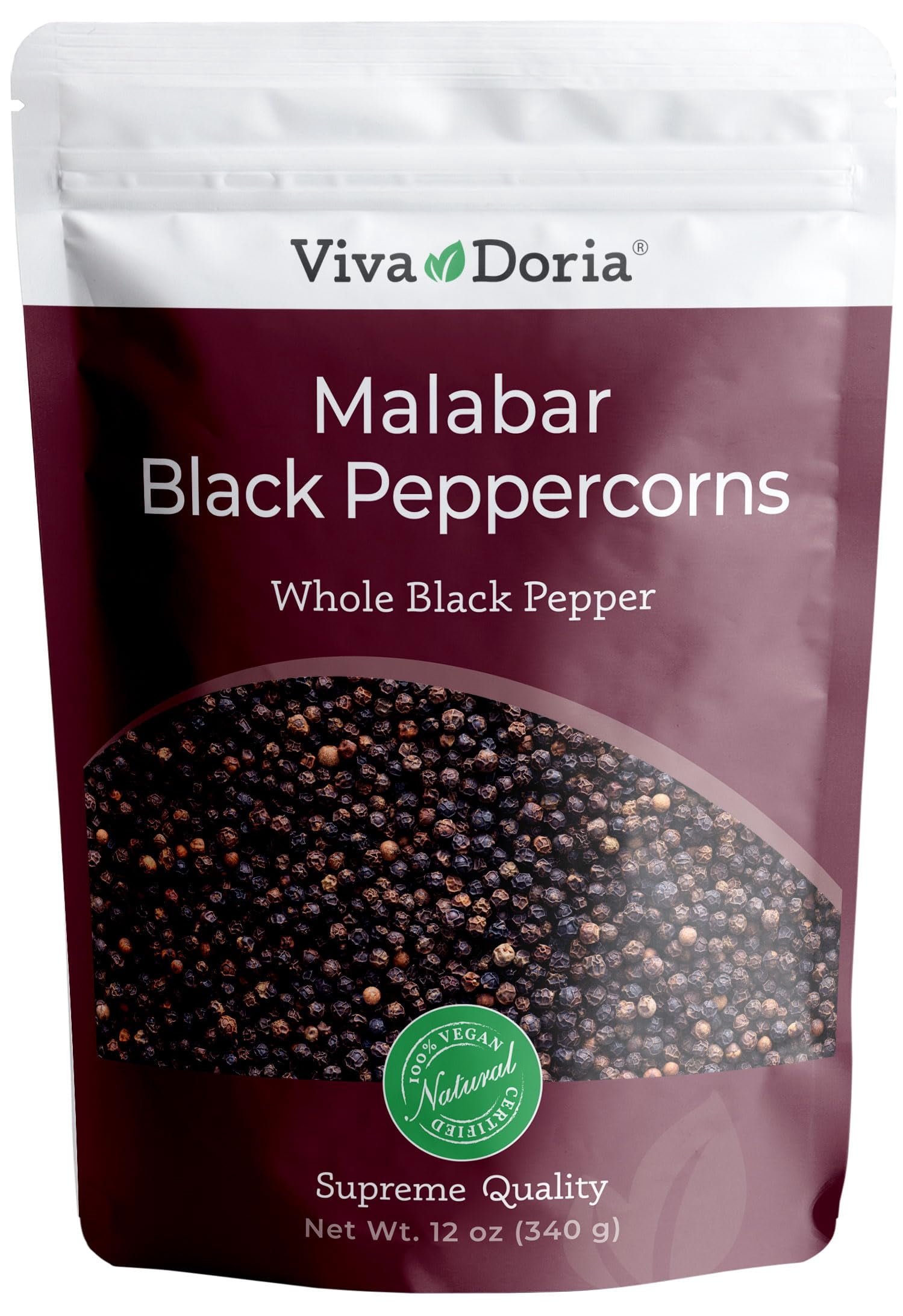 Viva Doria Malabar Black Peppercorns, MDA05 Whole Black Pepper, Black ...