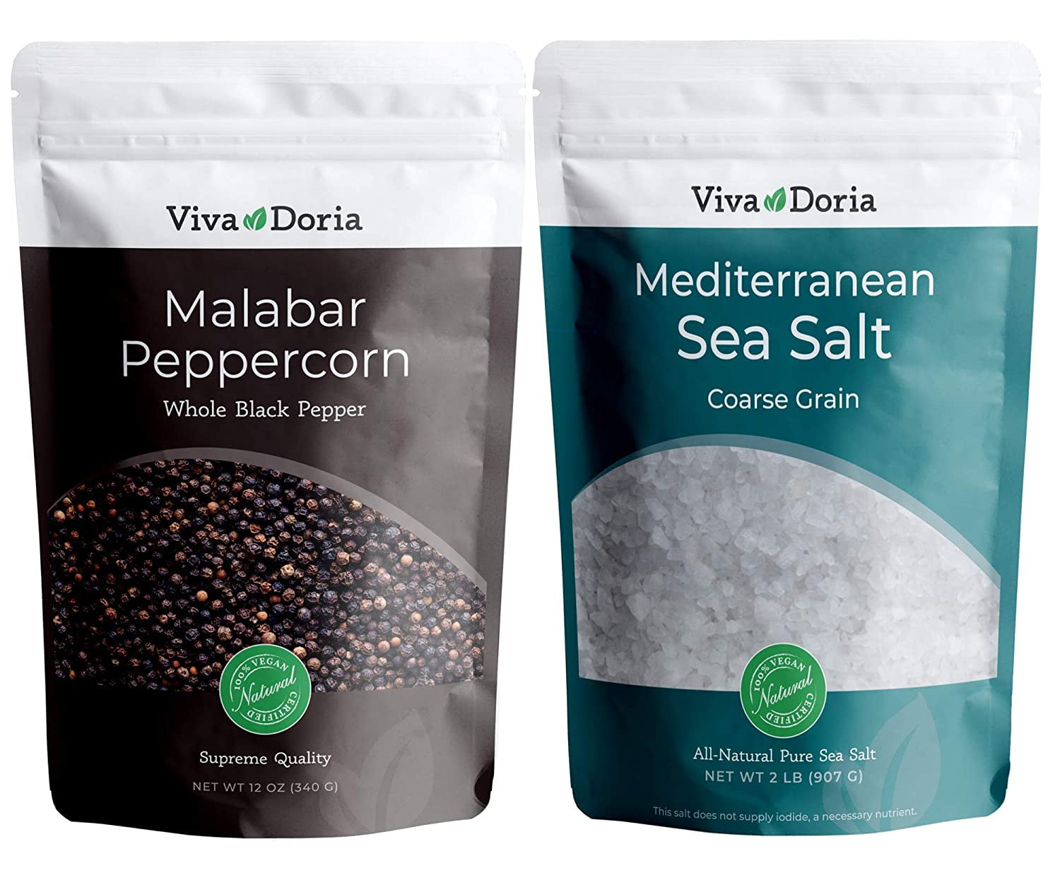 Viva Doria Malabar Peppercorns, Steam Sterilized Whole Black Pepper 12 ...