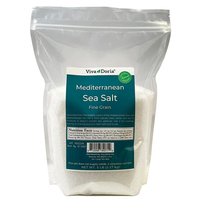 Viva Doria Mediterranean Sea Salt, Fine Grain, 5 lb - Walmart.com