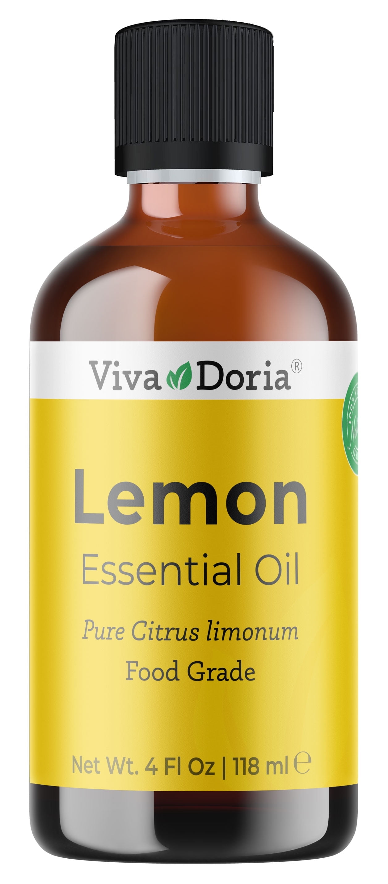 Viva Doria Pure Lemon Essential Oil, Undiluted, Food Grade, 118 mL (4 ...