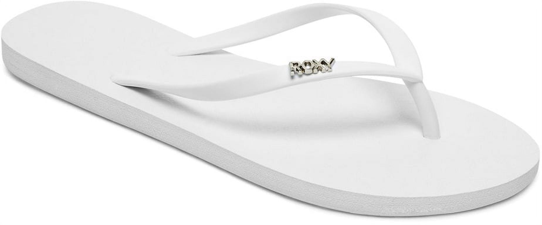 Roxy's Viva IV Flip Flops in White with Textured Rubber Footbed and ...