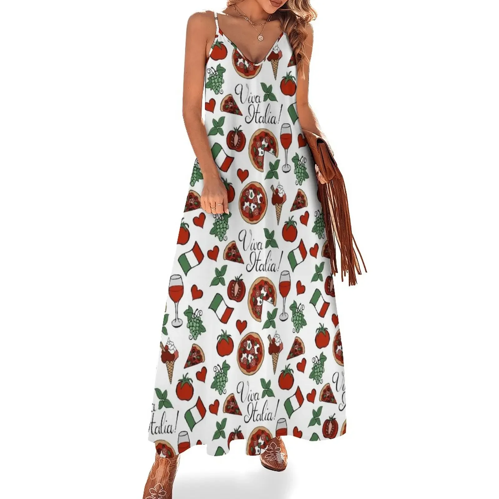Viva Italia Pattern Sleeveless Dress evening dresses luxury 2025 ...