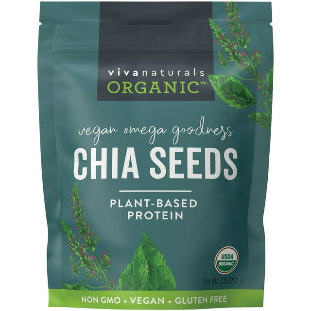 Viva Naturals Organic, Non-GMO, Certified Chia Seeds, 2 lbs - Allergen ...