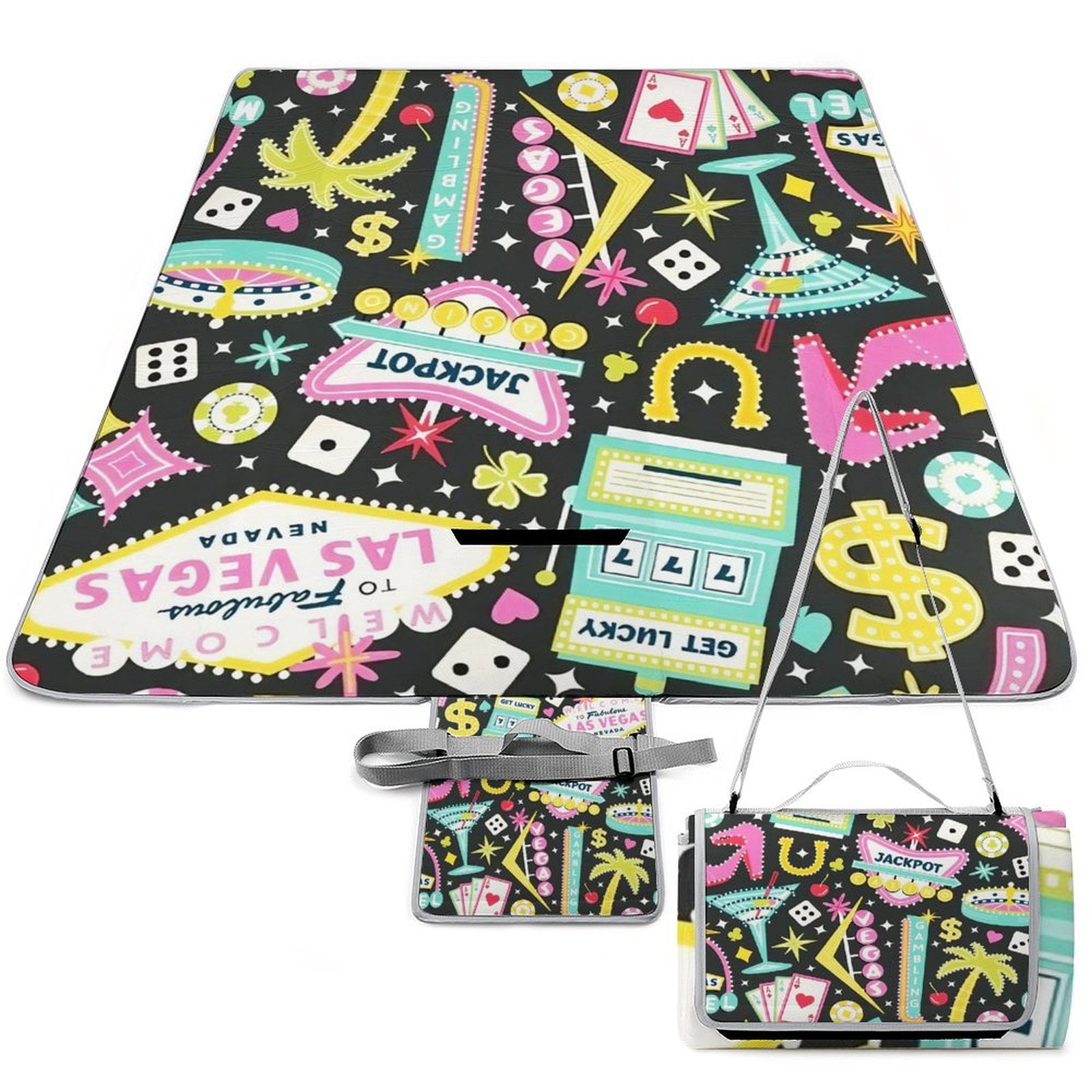 Viva Las Vegas Square Picnic Mat Waterproof Beach Mat Folding Mattress ...
