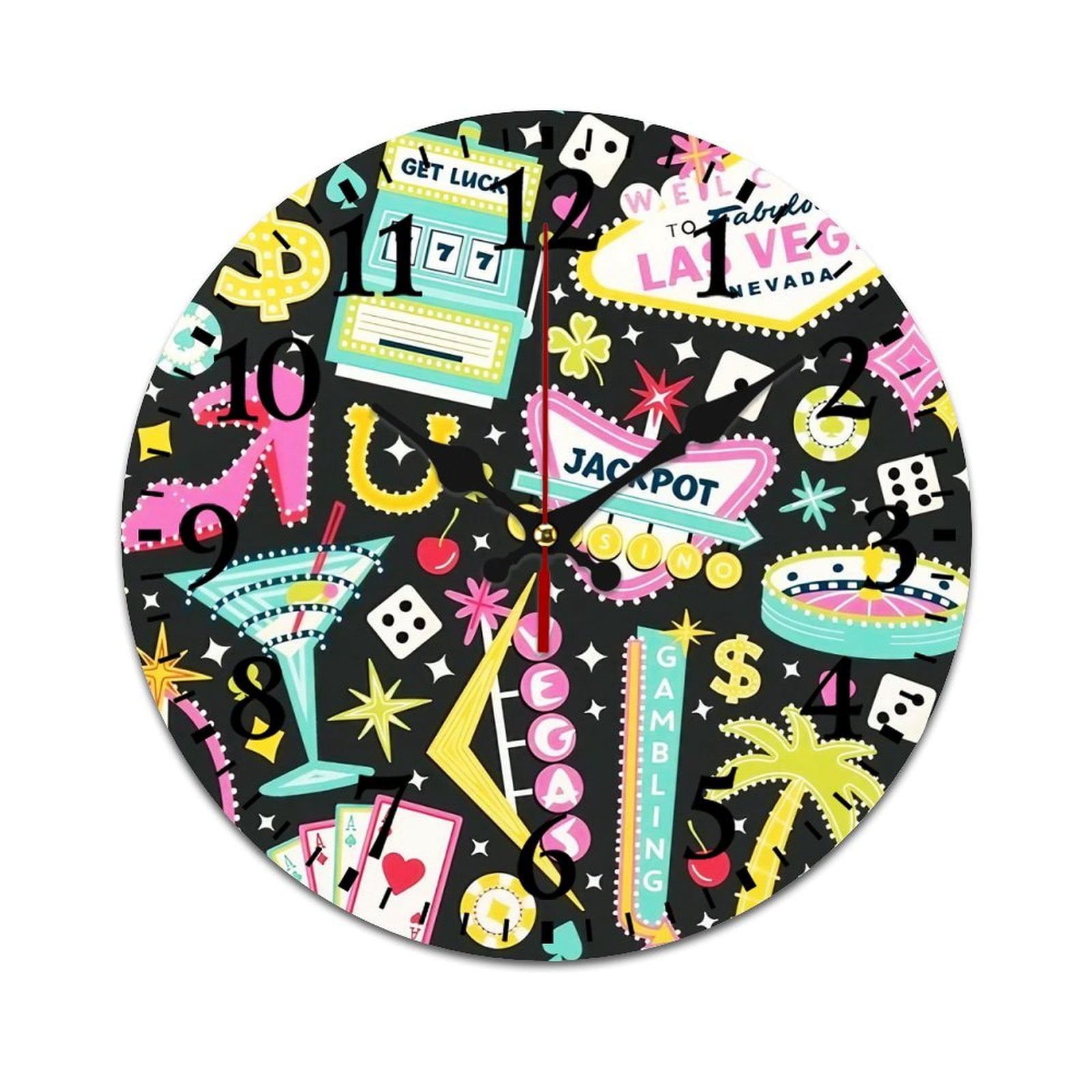 Viva Las Vegas Wall Clock Modern Design Clocks Wall Hanging Home Office ...