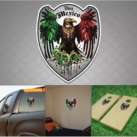 Viva Mexico Eagle Flag Sticker Emblem Truck Car Wall Window Phone Decal ...
