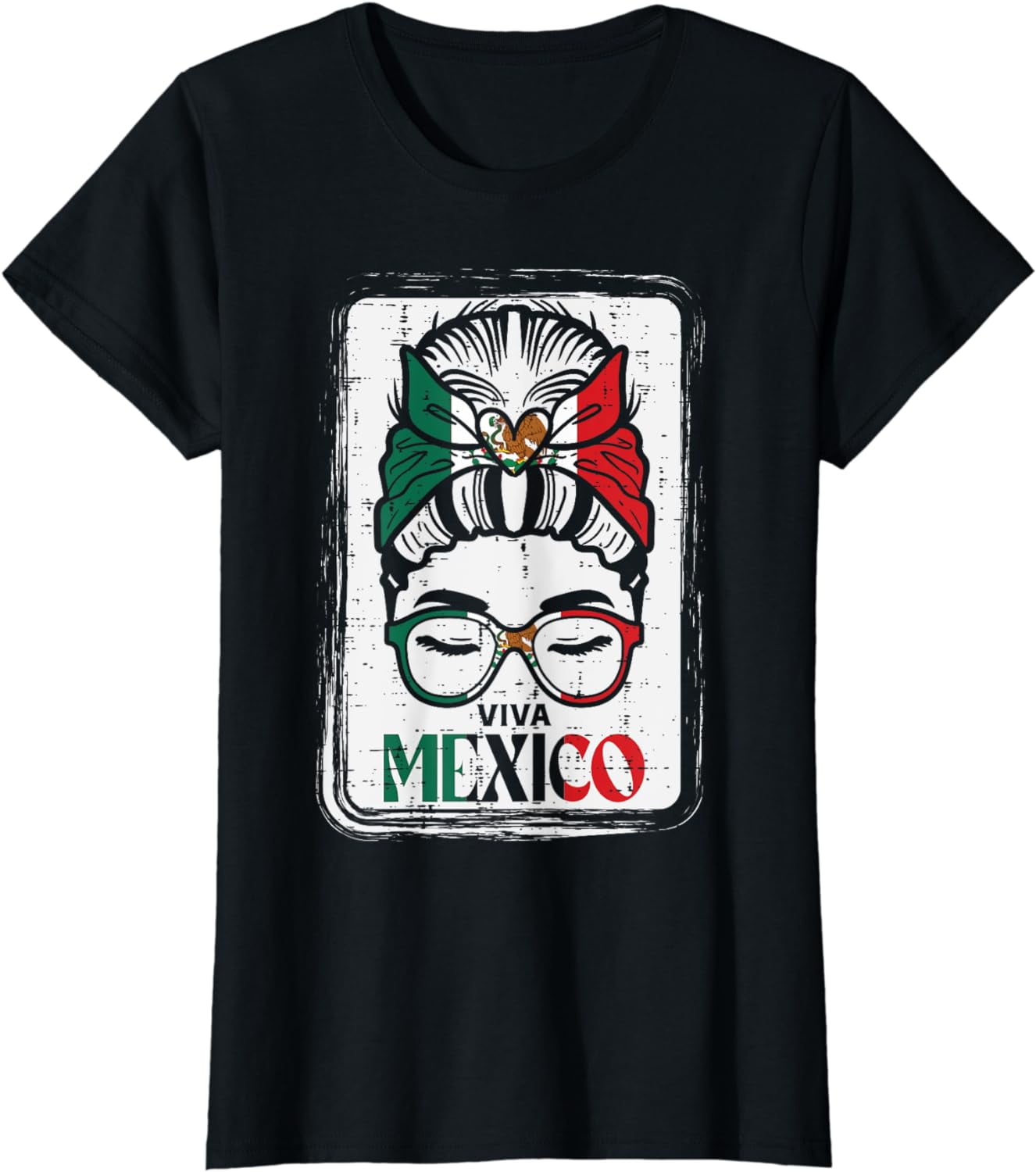 Viva Mexico Messy Bun Mexican Independence Girls Kids Women T-Shirt ...