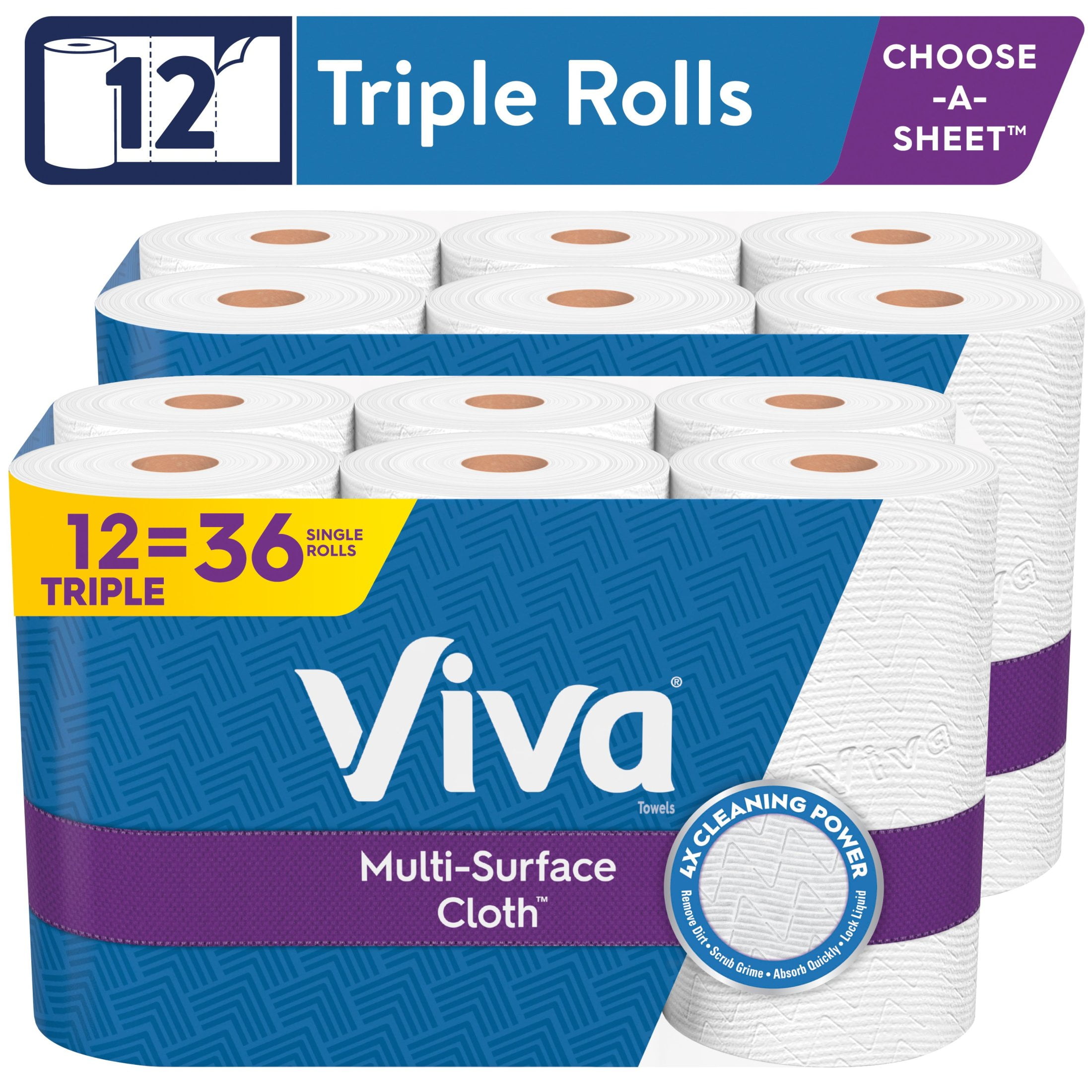 Viva Multi-Surface Cloth Paper Towels, 12 Triple Rolls - Walmart.com