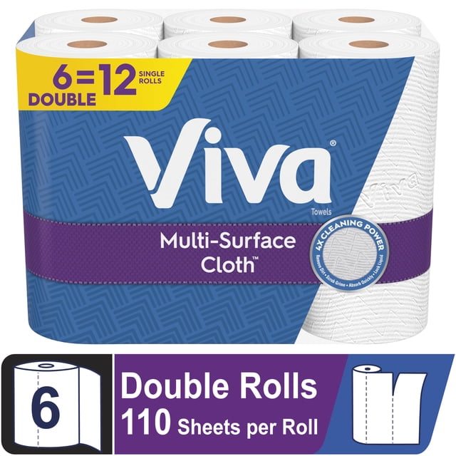Viva Multi-Surface Cloth Paper Towels, 6 Double Rolls - Walmart.com