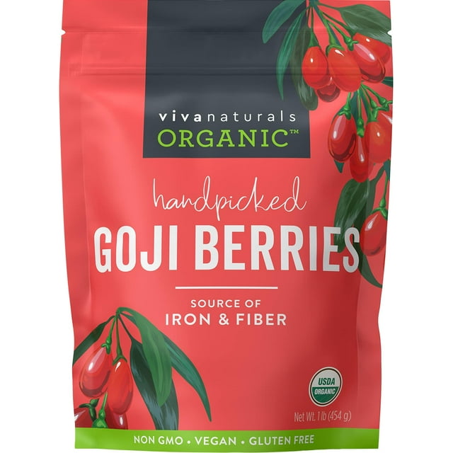 Viva Naturals Organic Dried Goji Berries, 16 Oz (1 Lb) Non-Gmo And ...