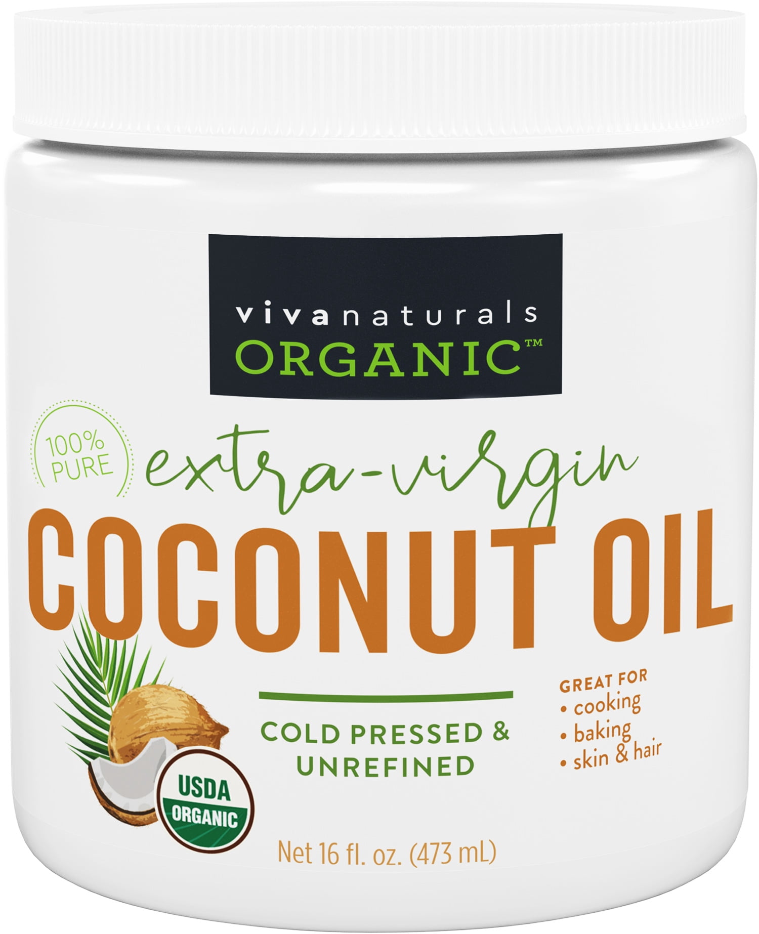 Viva Naturals Organic Extra Virgin Coconut Oil, 16 fl oz - Walmart.com