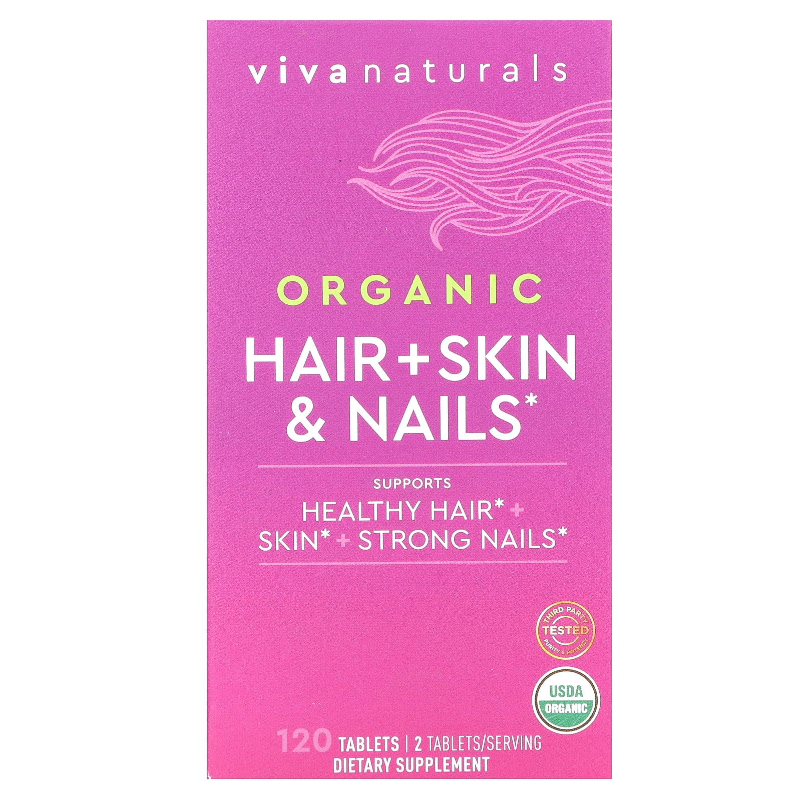 Viva Naturals Organic Hair + Skin & Nails, 120 Tablets - Walmart.com