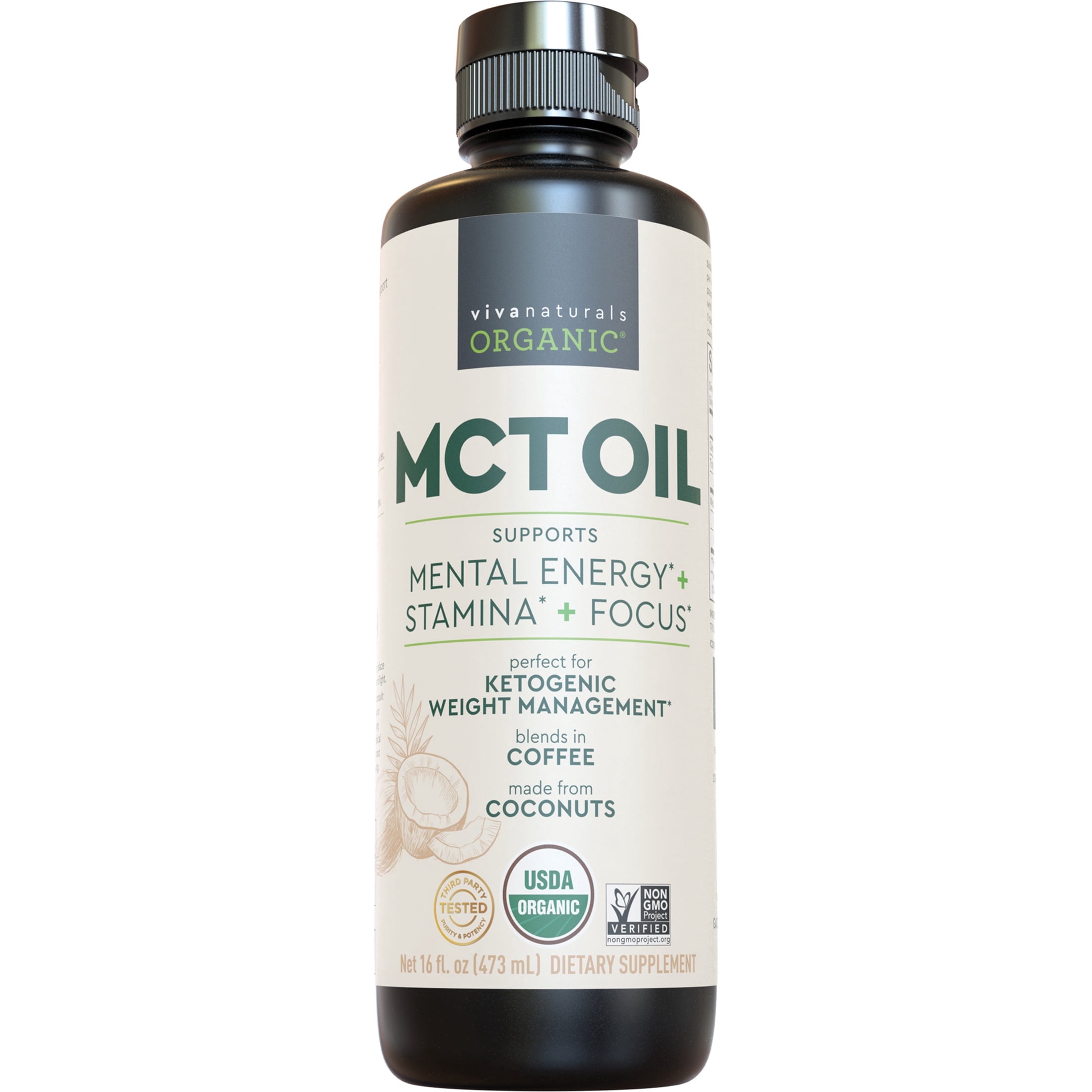 Viva Naturals Organic MCT Oil with C8 and C10 Fatty Acids, 16 fl oz ...