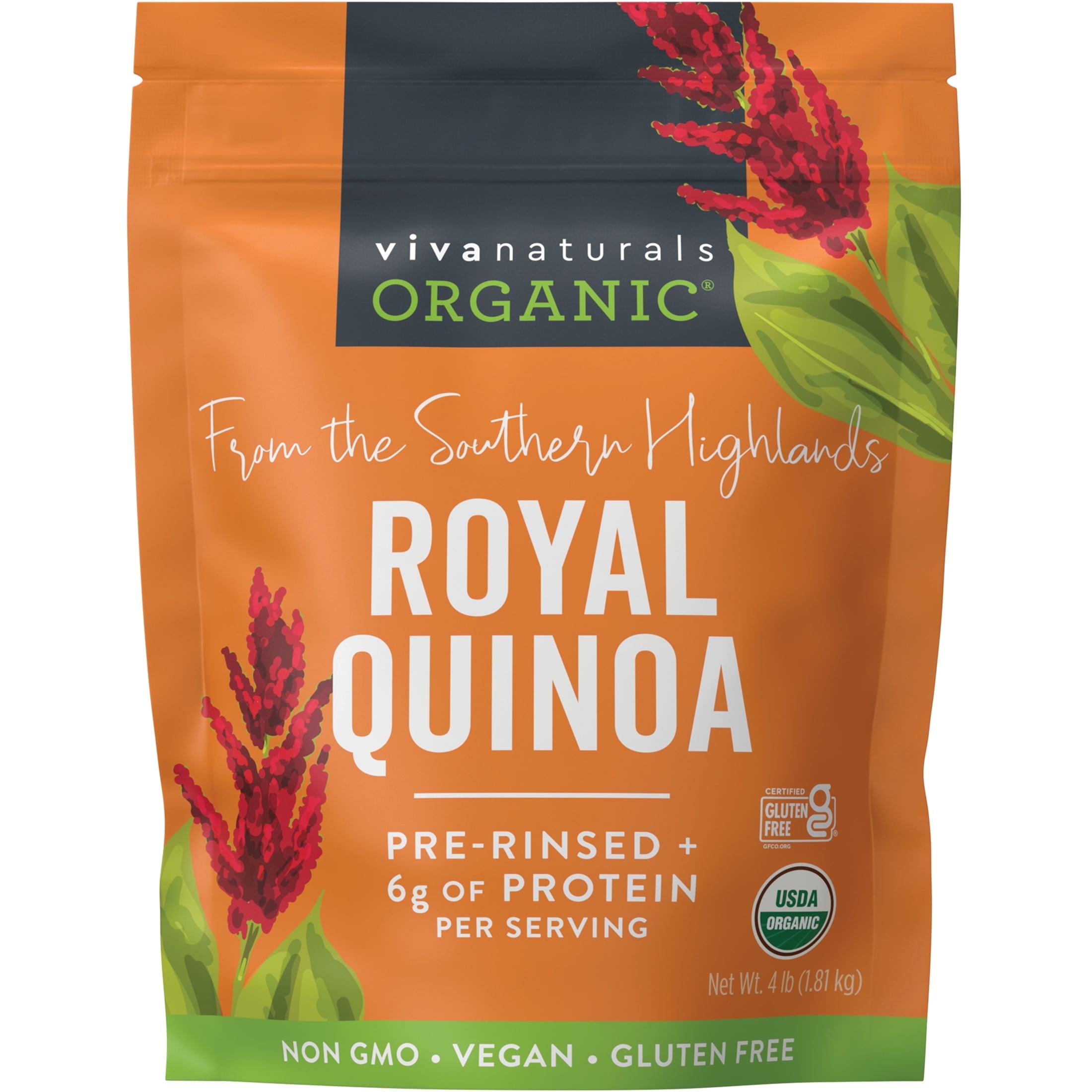 Viva Naturals Organic Royal Quinoa, 4 lb, Vegan Protein, Gluten-Free ...