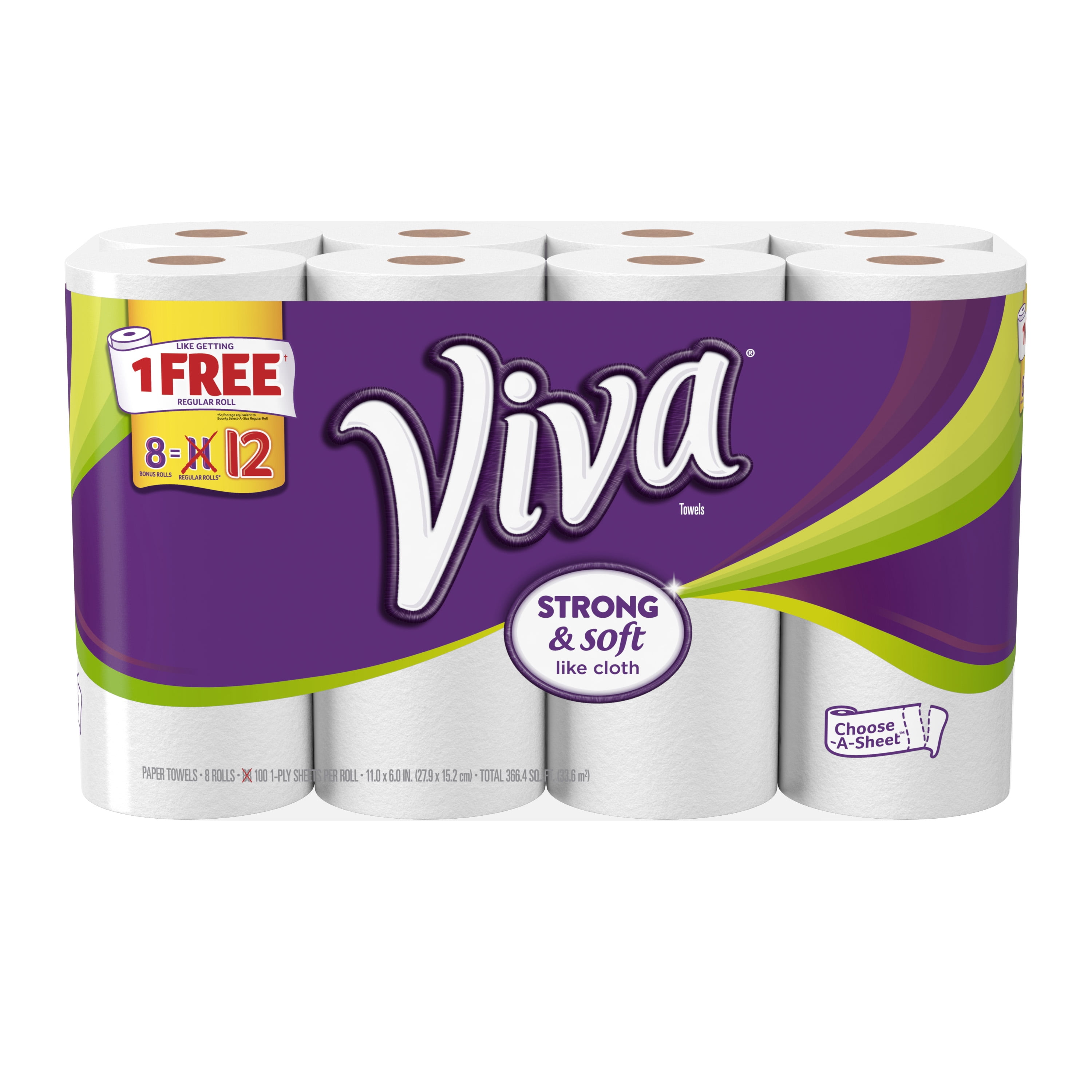Viva Paper Towels, Choose-A-Sheet, 8 Big Rolls (Bonus Pack) - Walmart ...