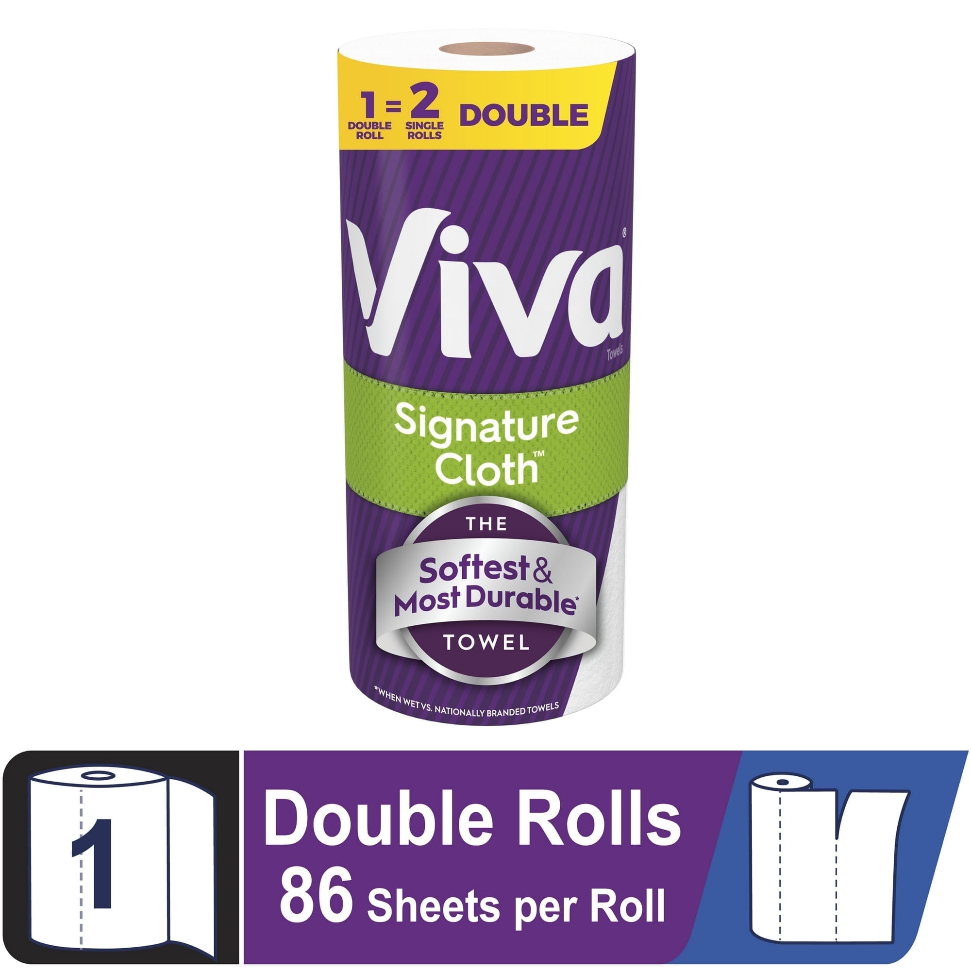 Viva Signature Cloth Paper Towels, 1 Double Roll, 86 Sheets per Roll ...