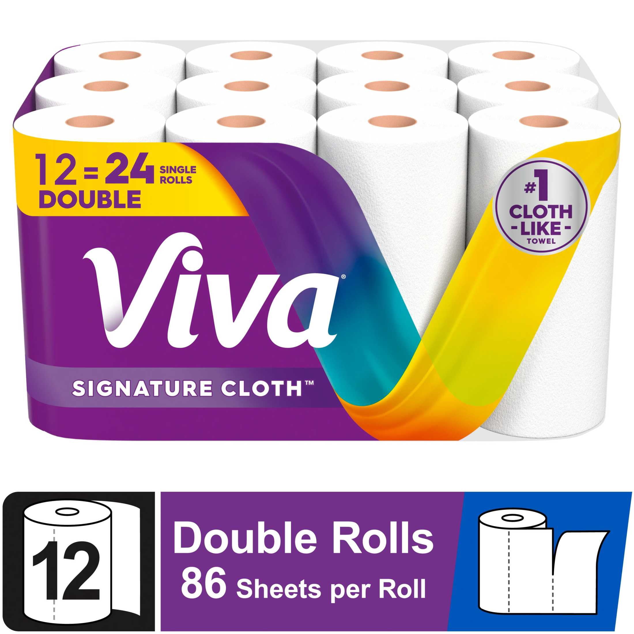 Viva Signature Cloth Paper Towels, 12 Double Rolls, 86 Sheets per Roll ...