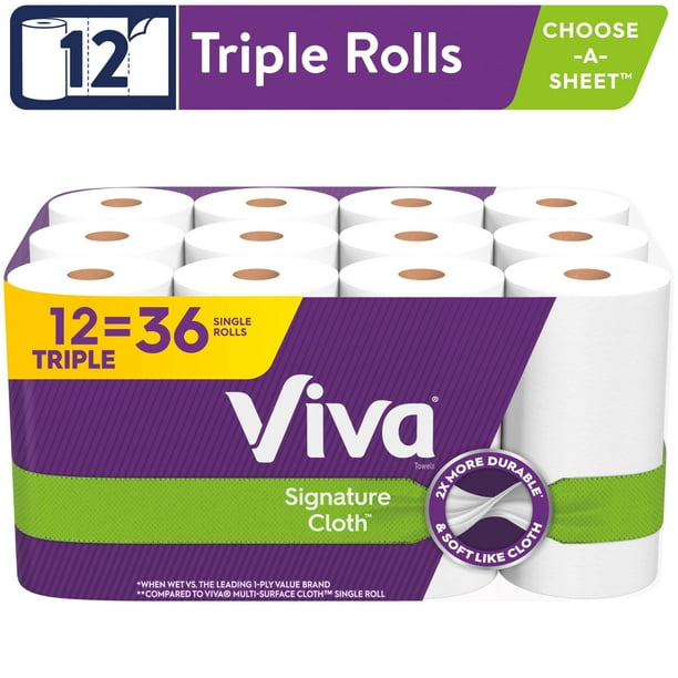 Viva Signature Cloth Paper Towels, 12 Triple Rolls - Walmart Business ...