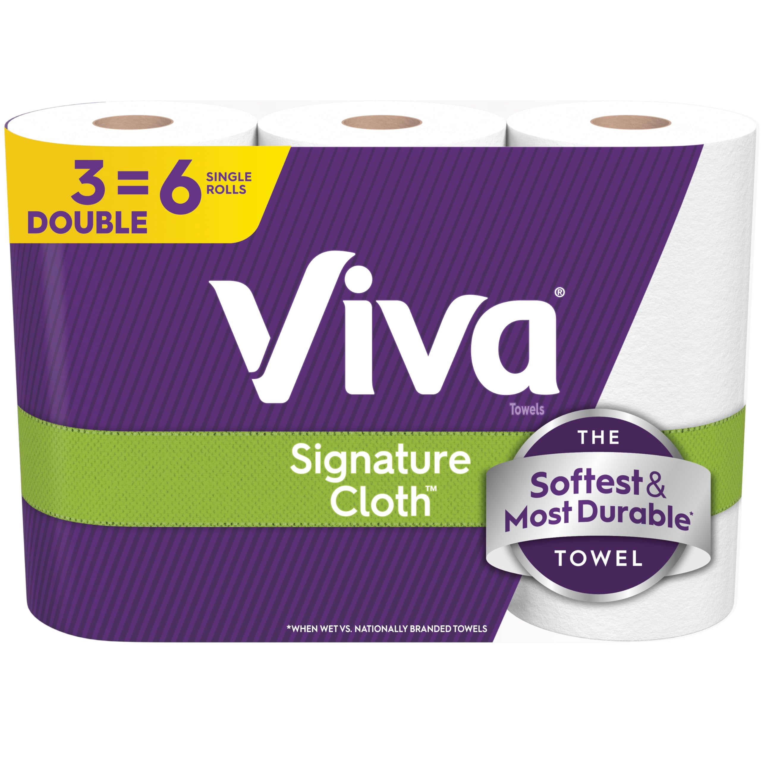 Viva Signature Cloth Paper Towels, 3 AIS1 Double Rolls, 86 Sheets per ...