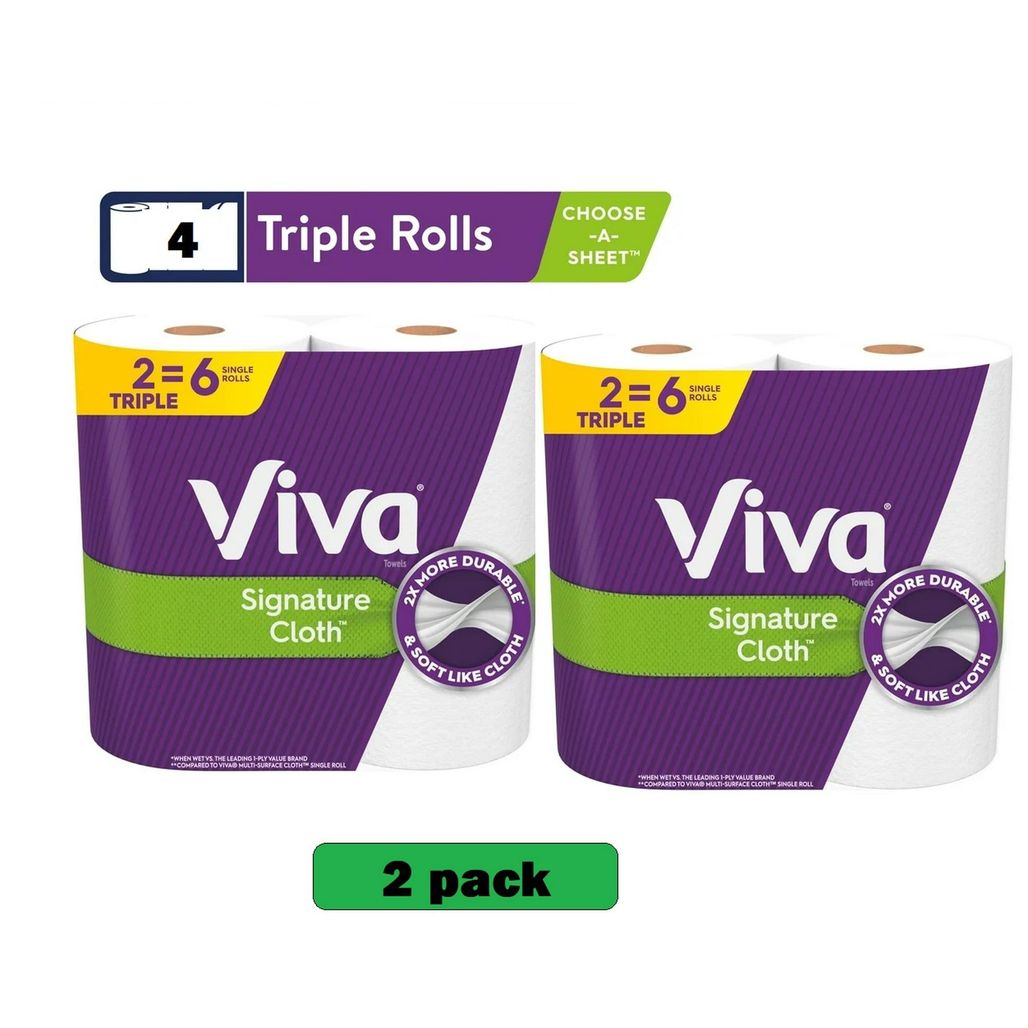 Viva Signature Cloth Paper Towels, 4 Triple Rolls, 2 Pack - Walmart.com