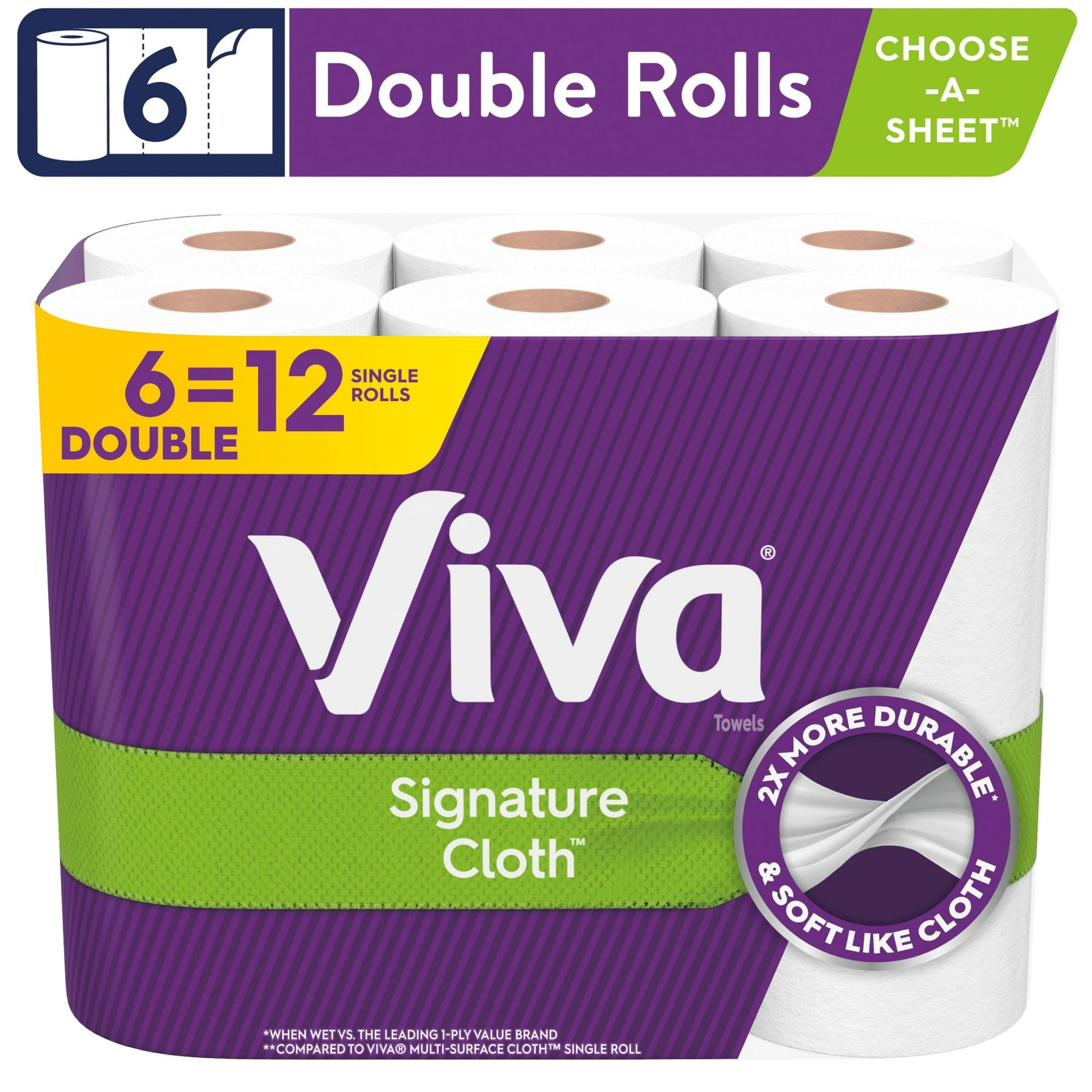 Viva Signature Cloth Paper Towels, 6 Double Rolls (2 Pack) - Walmart.com