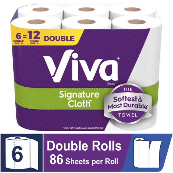 Viva Signature Cloth Paper Towels, 6 Double Rolls, 86 Sheets per Roll ...
