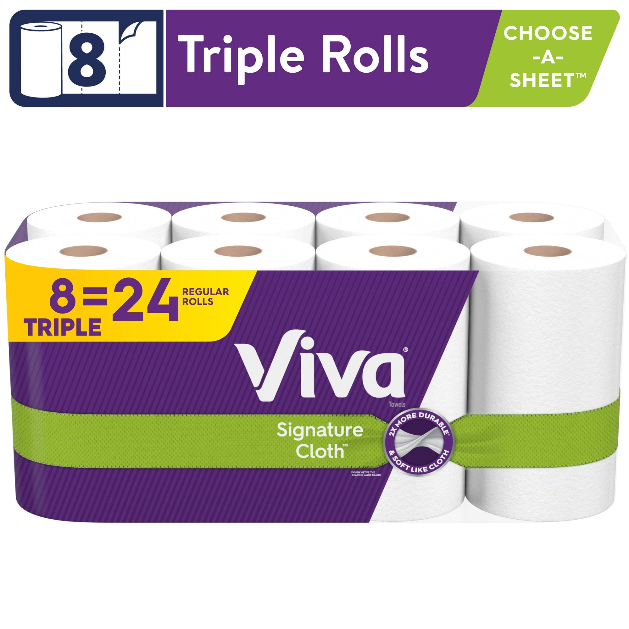 Viva Signature Cloth Paper Towels, 8 Triple Rolls, 141 Sheets per Roll ...