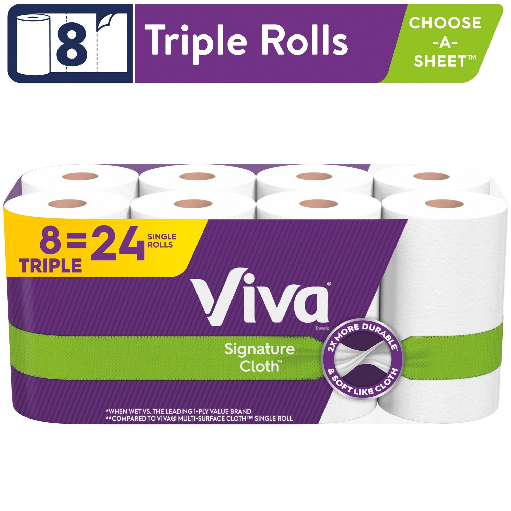 Viva Signature Cloth Paper Towels, 8 Triple Rolls (2 Pack) - Walmart.com