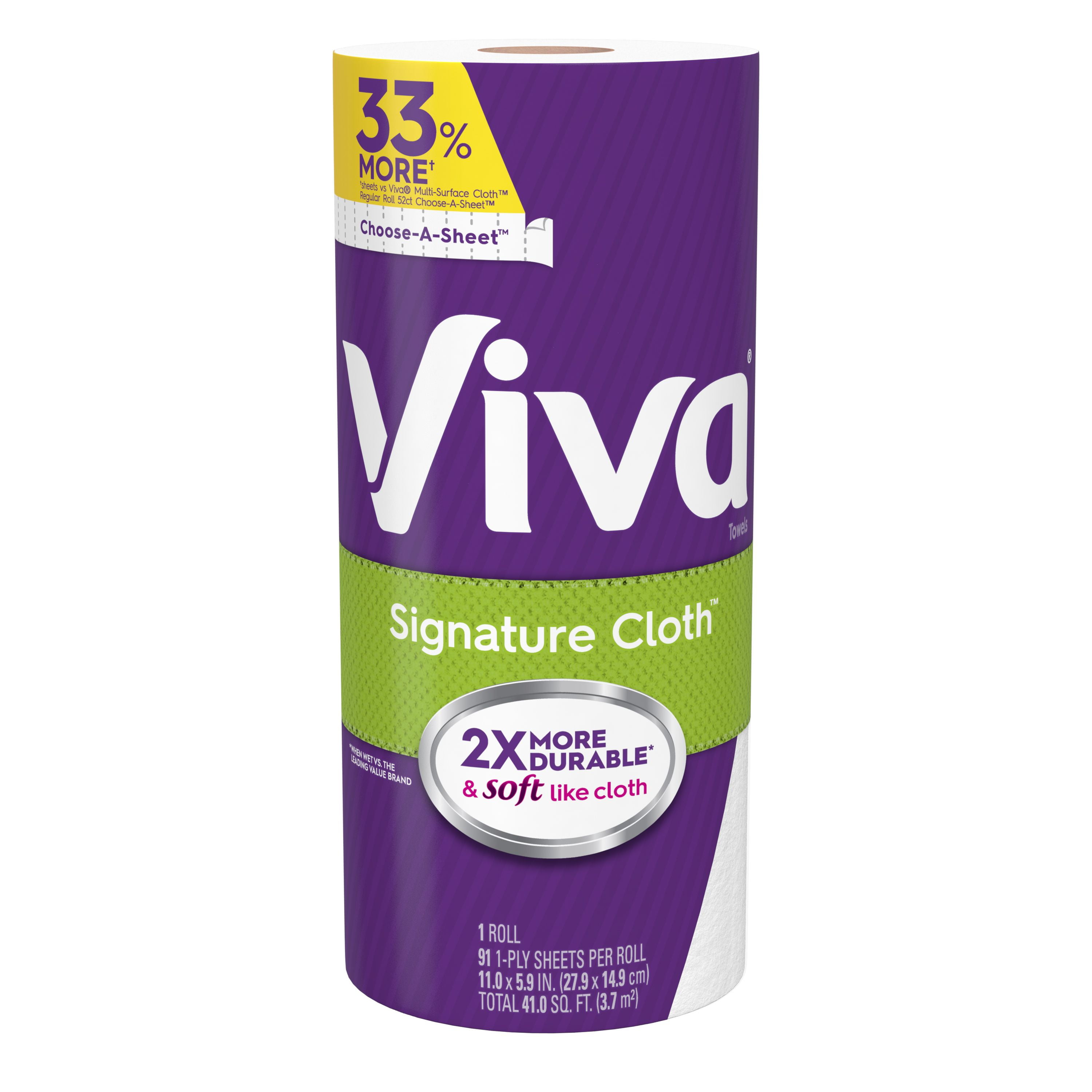 Viva Signature Cloth Paper Towels, Choose-A-Sheet, 91 Sheets, 33% ...