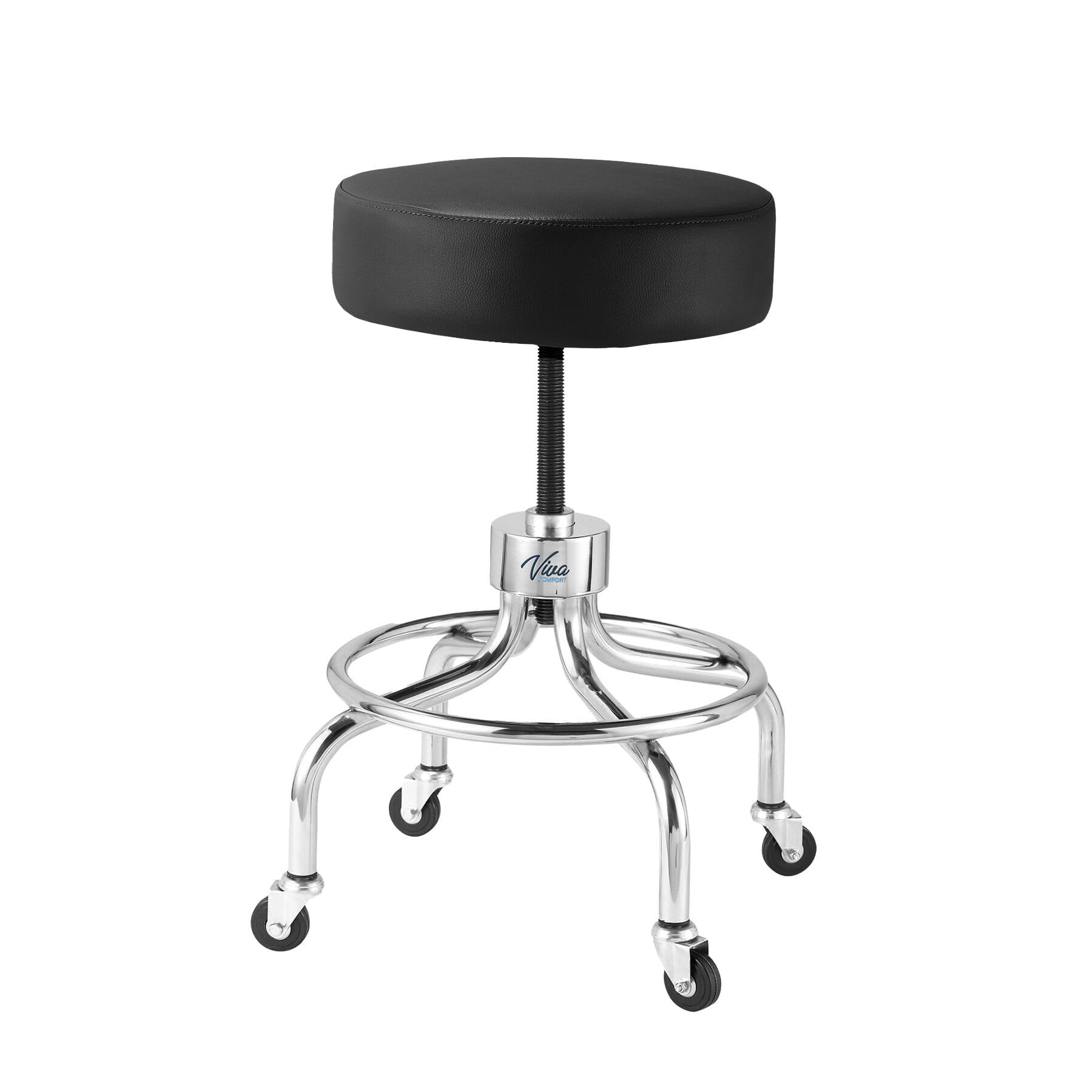 VivaComfort Black Medical Stool, Adjustable Height Rolling Doctor Stool ...