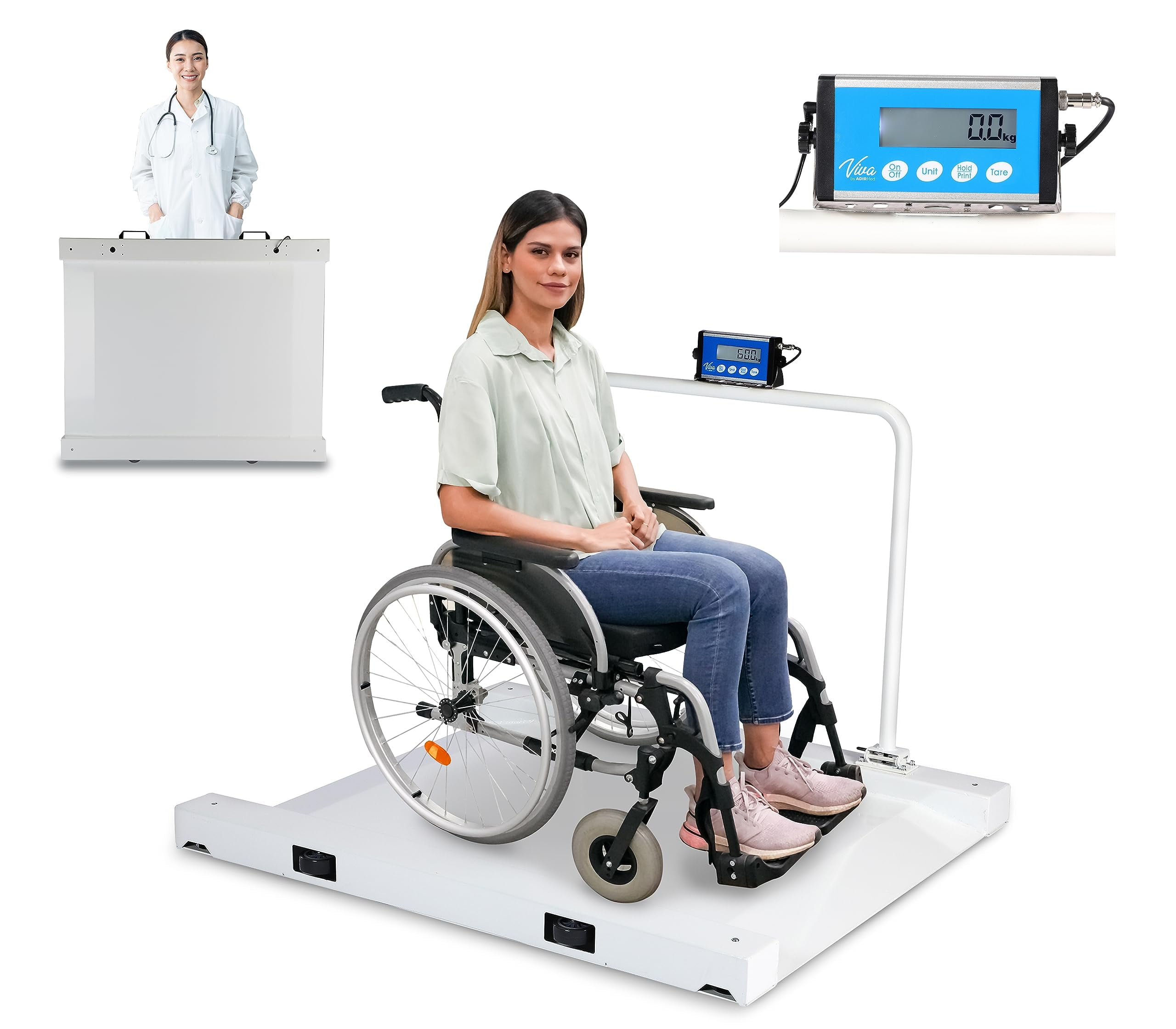 VivaComfort Wheelchair Scale Bariatric Wheelchair Scale with Ramp, 1100 ...
