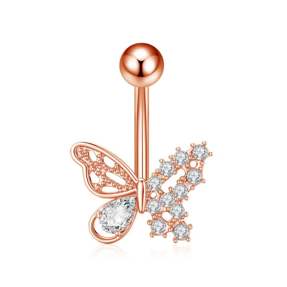VivaFlex DAGESVGI Belly Button Butterfly Belly Rings Stainl Stl CZ ...